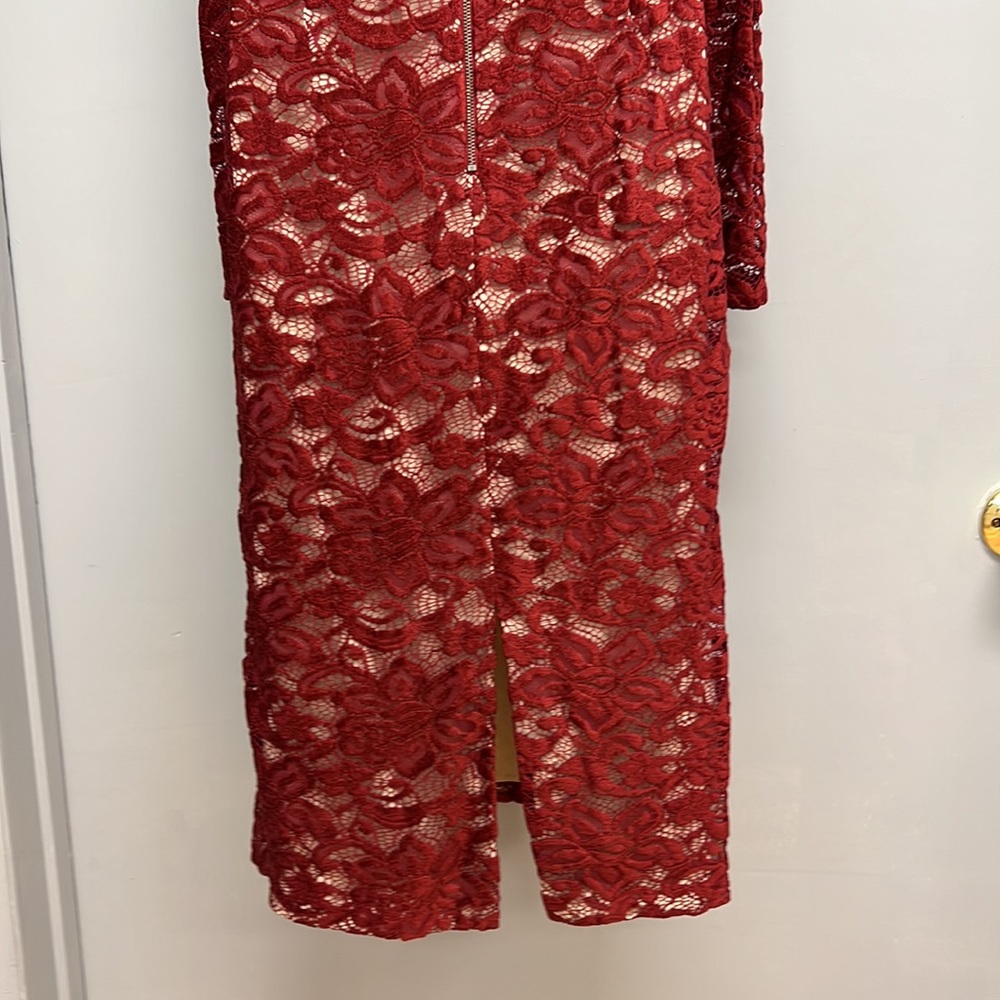 Alice Olivia Lace Overlayed Cold Shoulder Dress Gem
